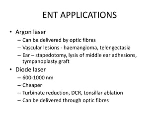 Lasers and cryotherapy in ent pracise | PPTX