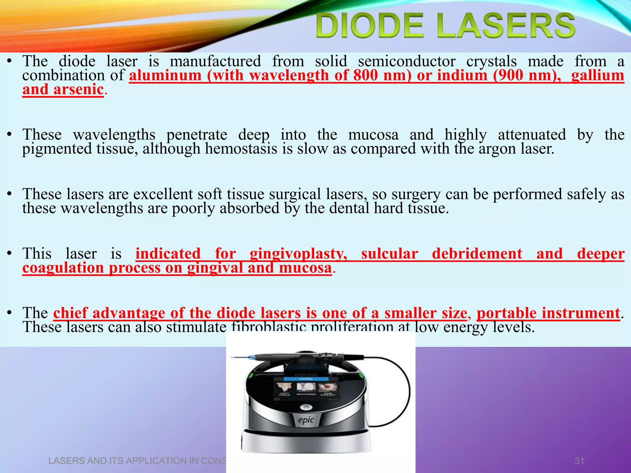 Lasers and its applications in conservative dentistry | PPTX