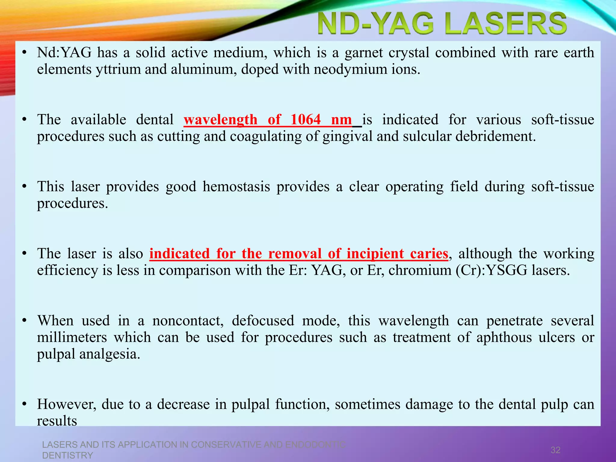 Lasers and its applications in conservative dentistry | PPTX