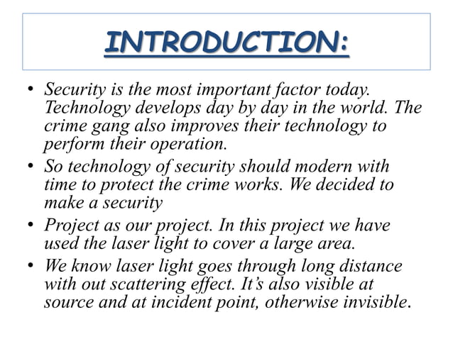 Laser security system | PPTX
