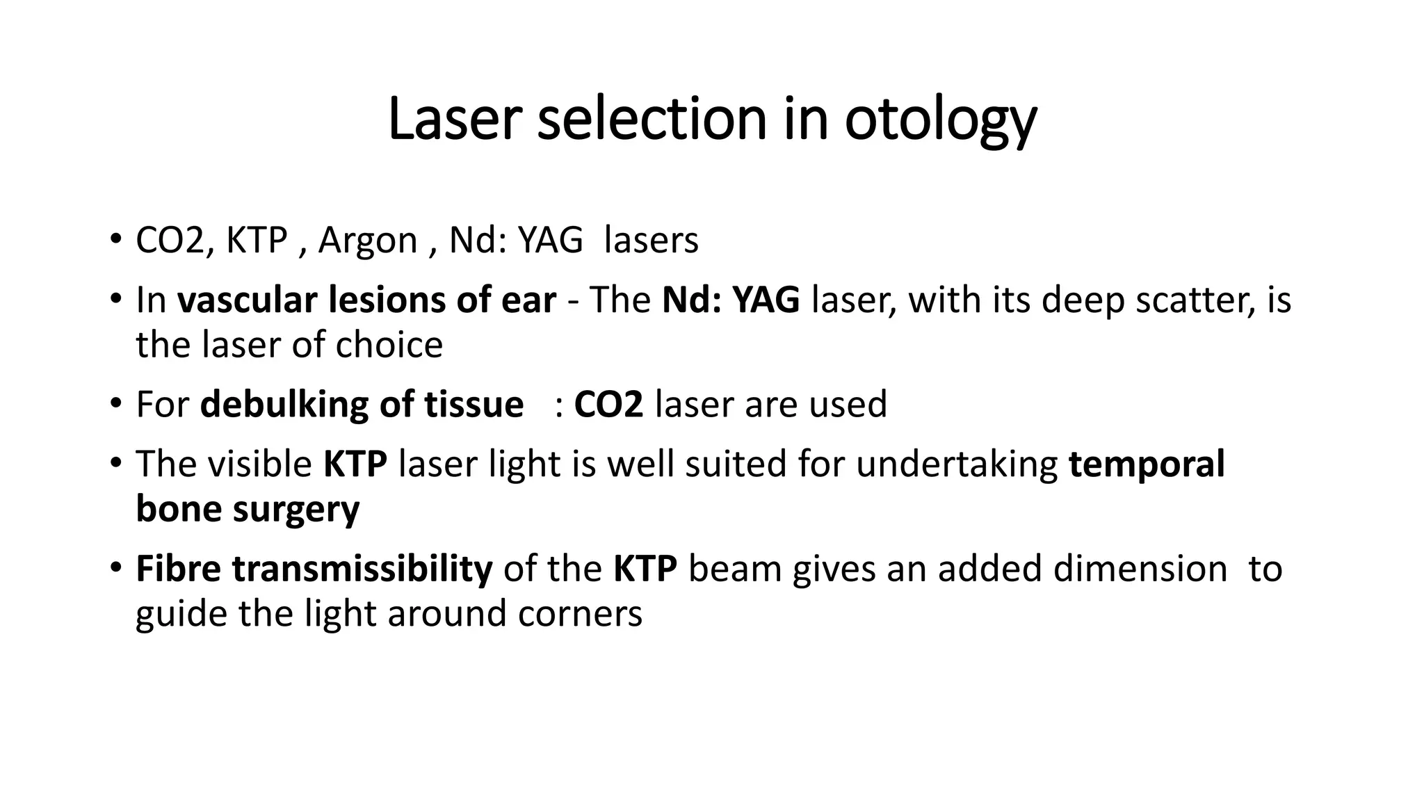 Lasers in otolaryngology own prep | PPTX