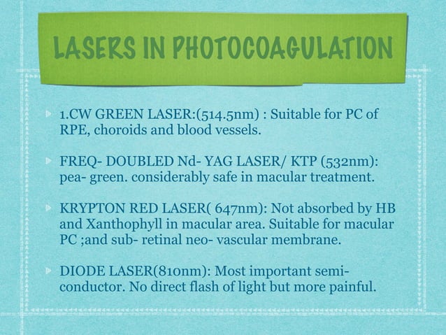 LASERS IN RETINA | PDF | Eye and Vision Conditions | Diseases and ...