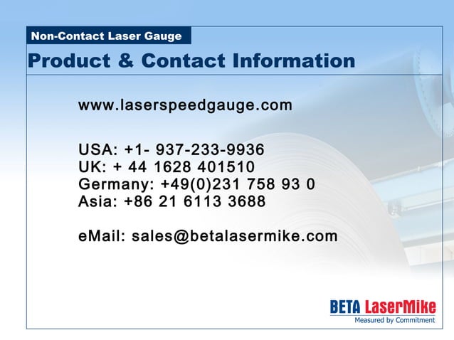LaserSpeed: Intro to Non-Contact Length & Speed Measurement | PPT ...