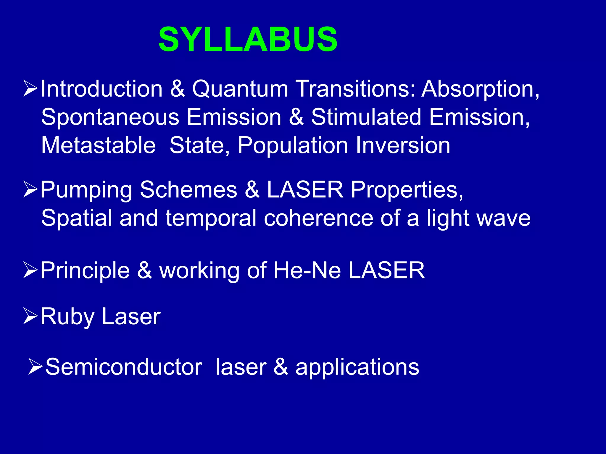 Lasers ppt by Dr. P D Shirbhate, . | PPT
