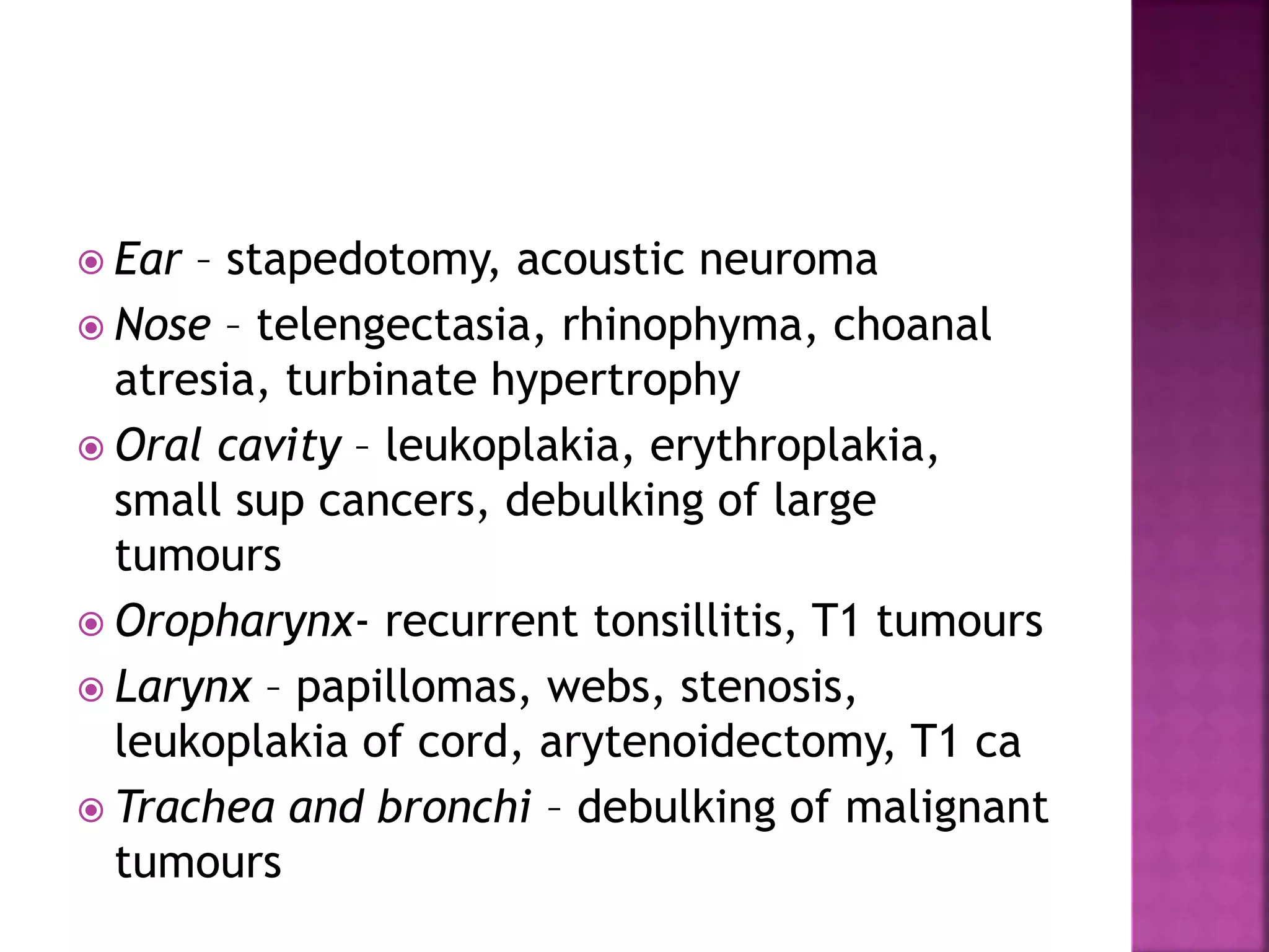 Laser surgery and cryosurgery in ENT | PPTX