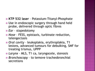Laser surgery and cryosurgery in ENT | PPTX