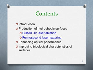 Laser texturing and applications | PPTX