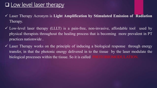 Laser therapy (physiotherapy) | PPTX