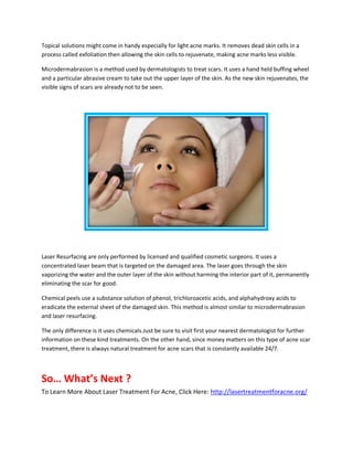 Laser treatment for acne | PDF | Skin and Dermatology | Diseases and ...