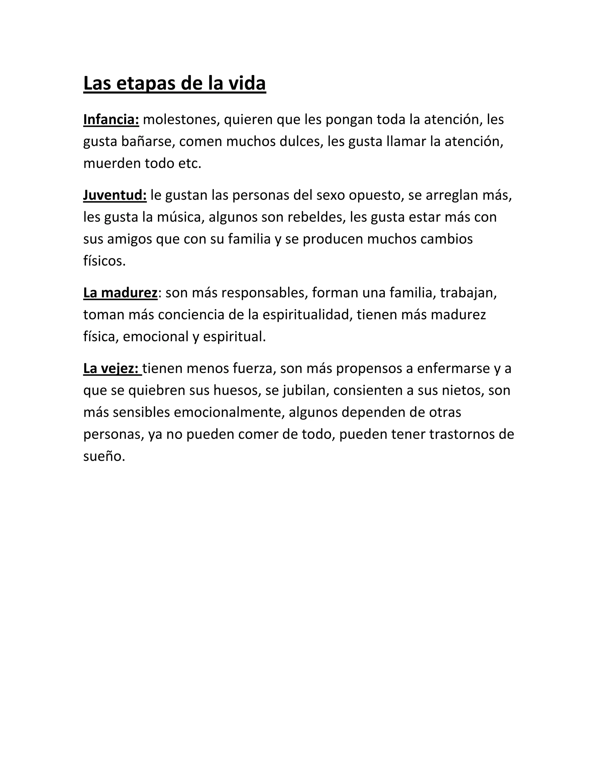 Las etapas de la vida | PDF