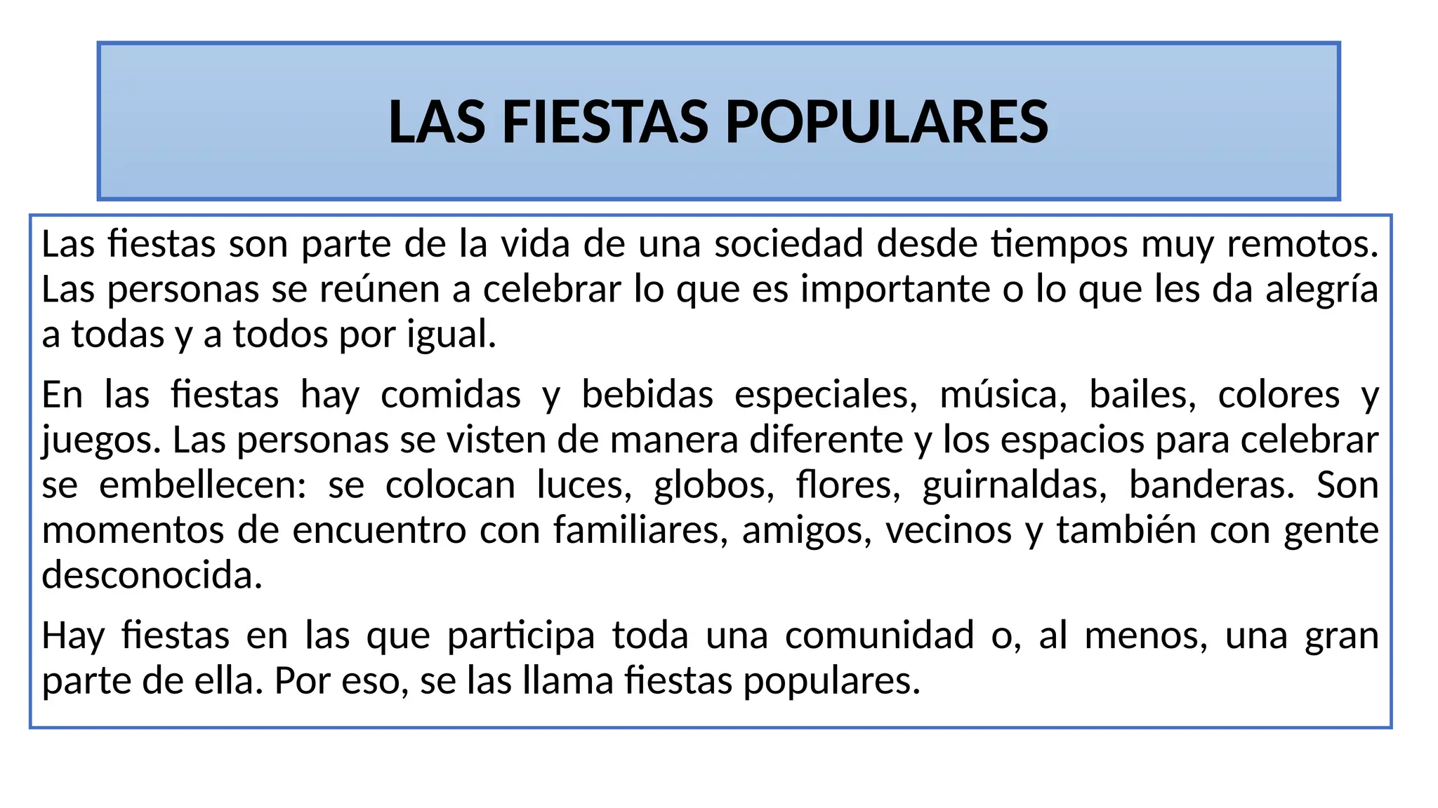 LAS FIESTAS POPULARES 2°. imágenes para secuencia | PPTX