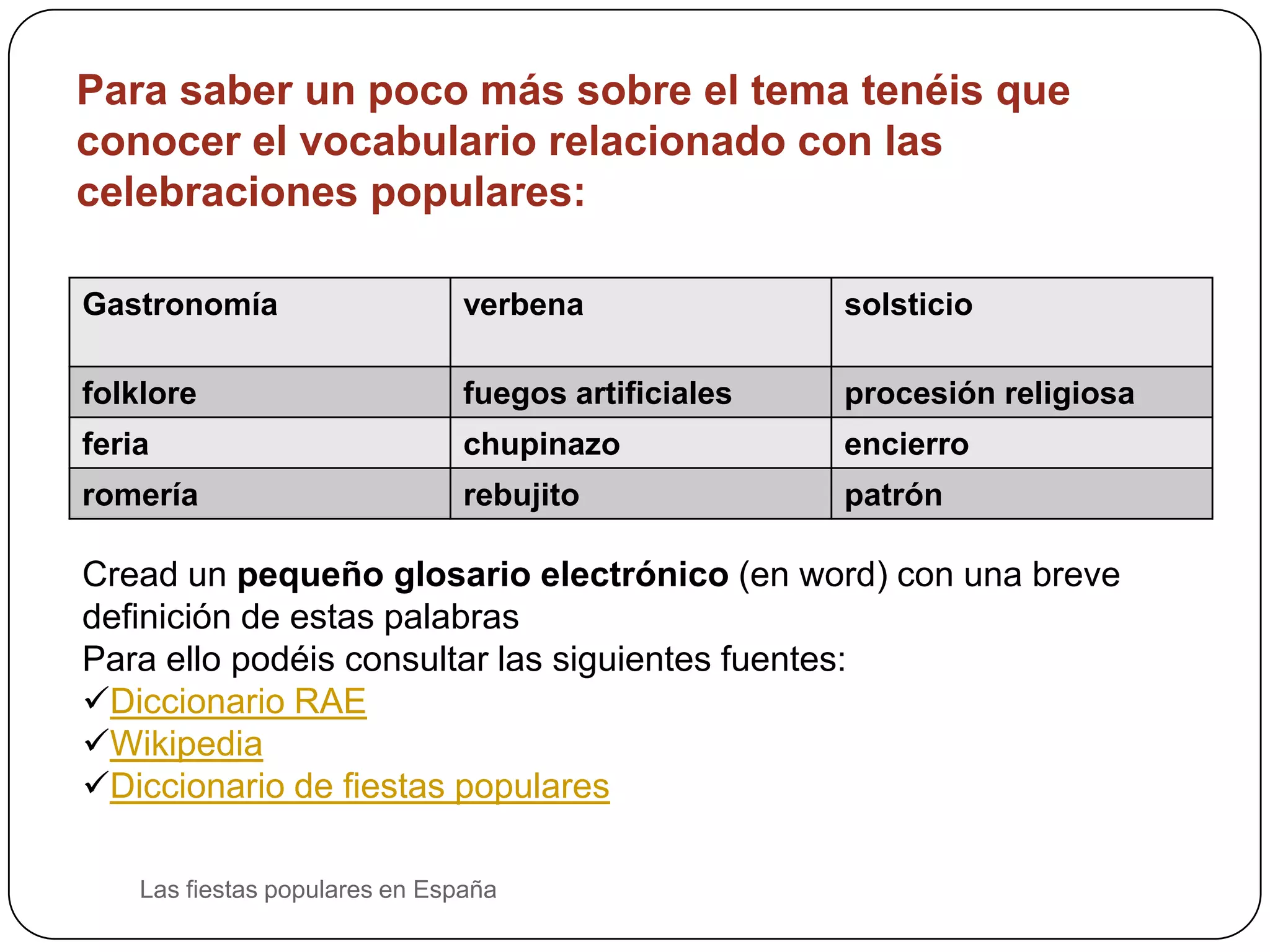 Las fiestas populares en españa | PPTX