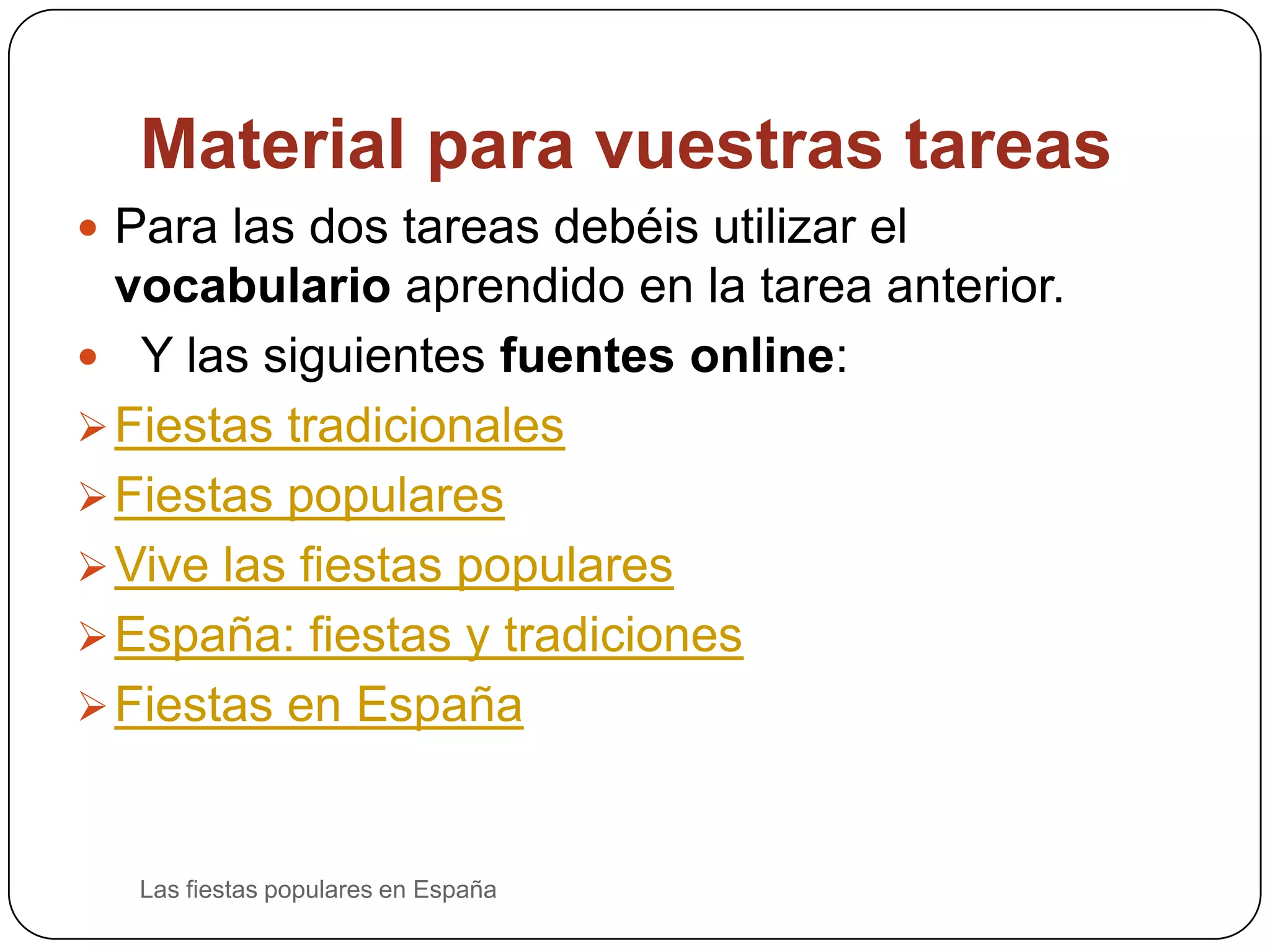Las fiestas populares en españa | PPTX