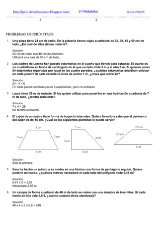 Las Figuras Planas perímetros y áreas Ejercicios + Solucionario | PDF