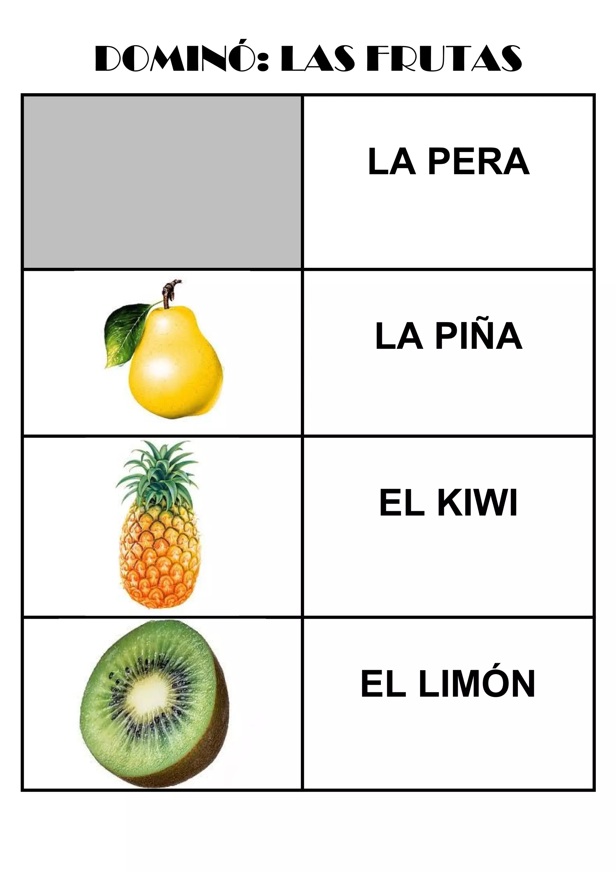 Dominó de las frutas | DOC