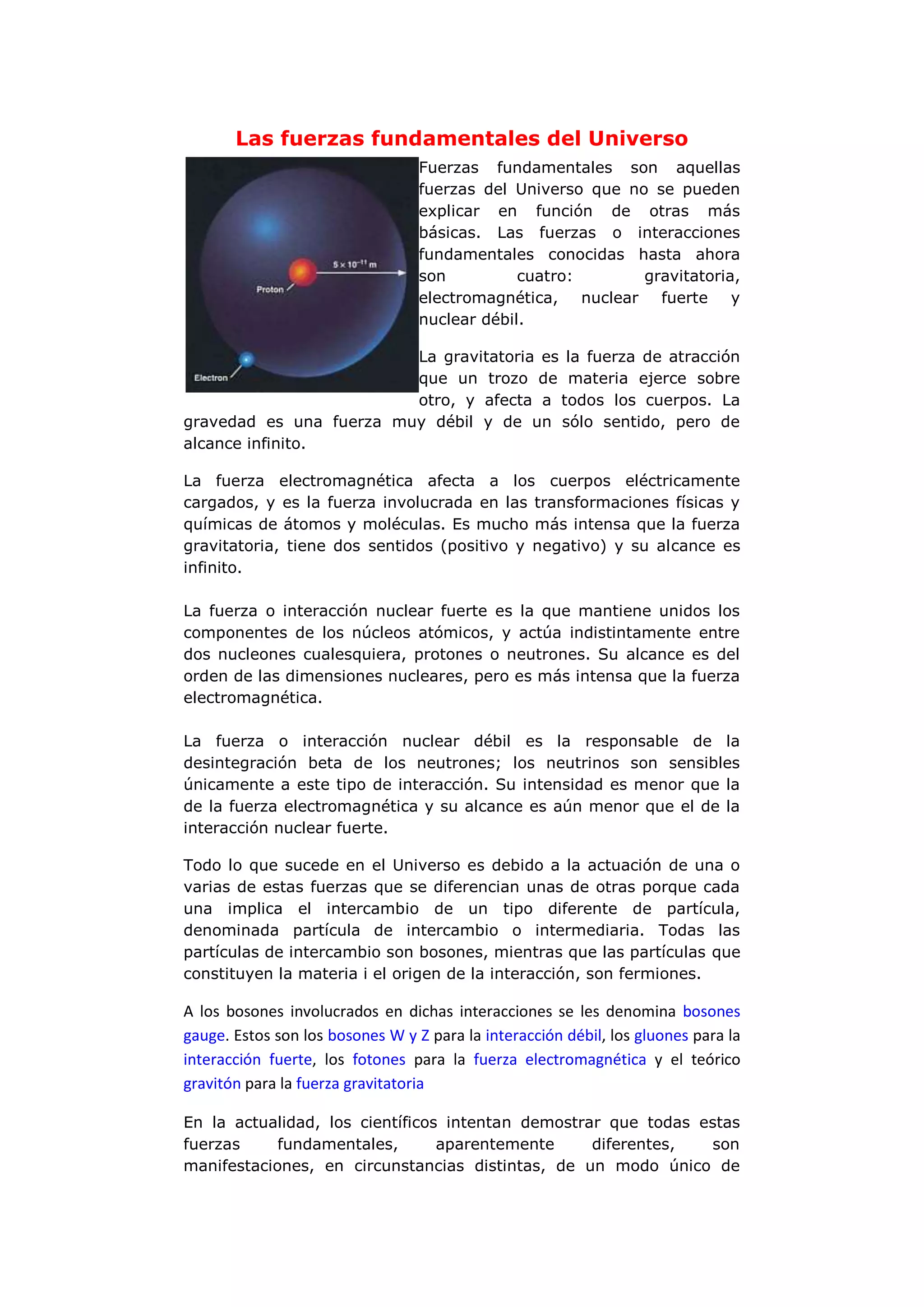 Las fuerzas fundamentales del universo | DOCX