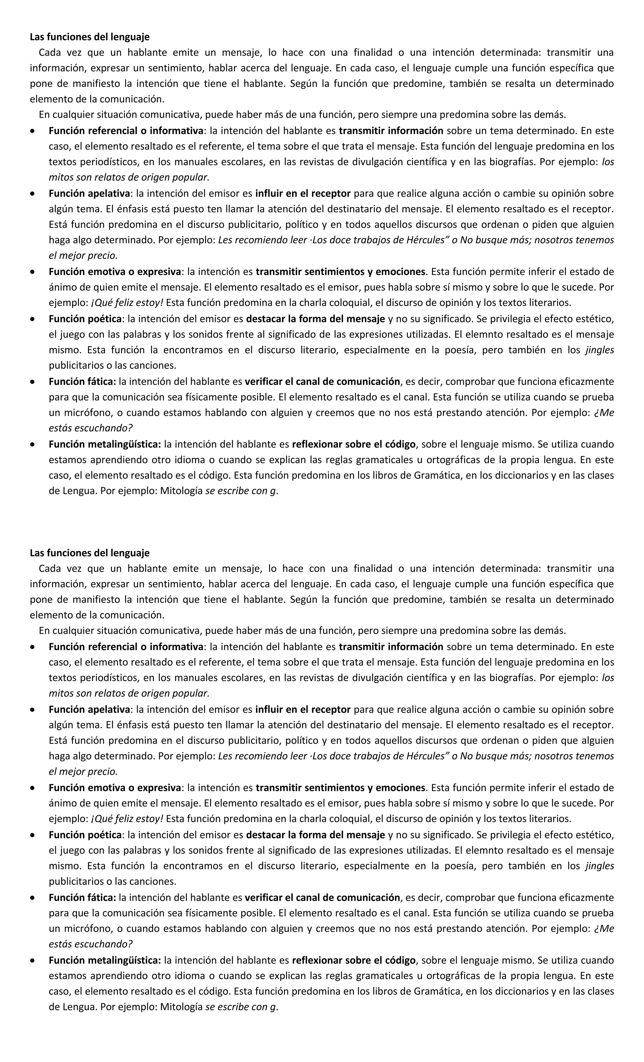 Las funciones del lenguaje. teoría | DOCX