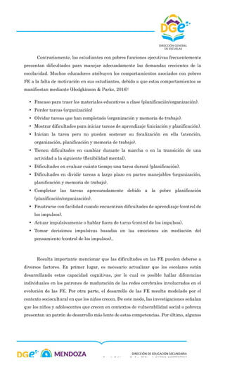Las funciones ejecutivas del estudiante | PDF