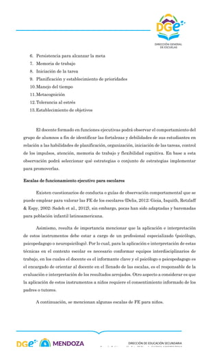 Las funciones ejecutivas del estudiante | PDF