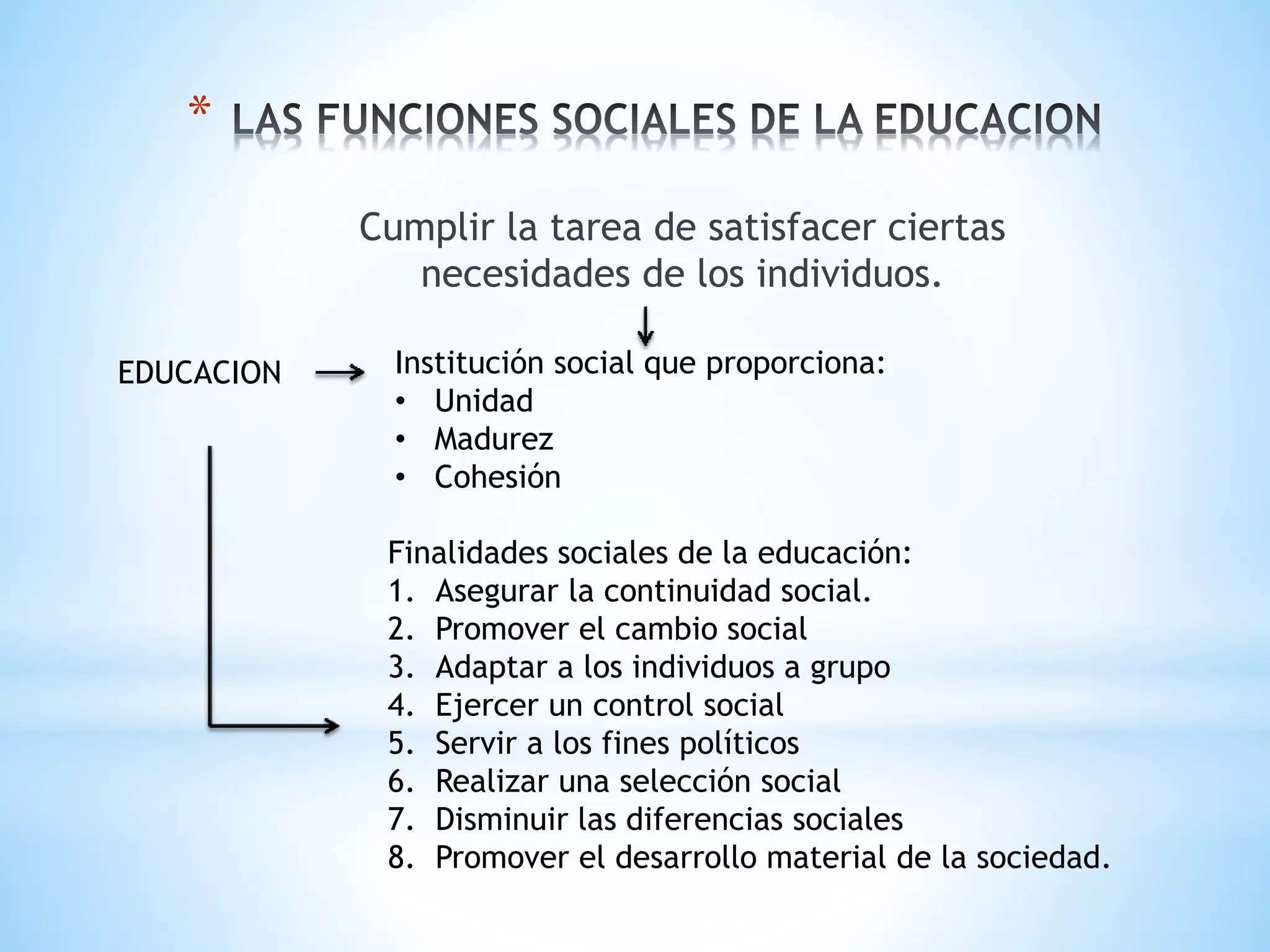 Las funciones sociales de la educacion | PPT