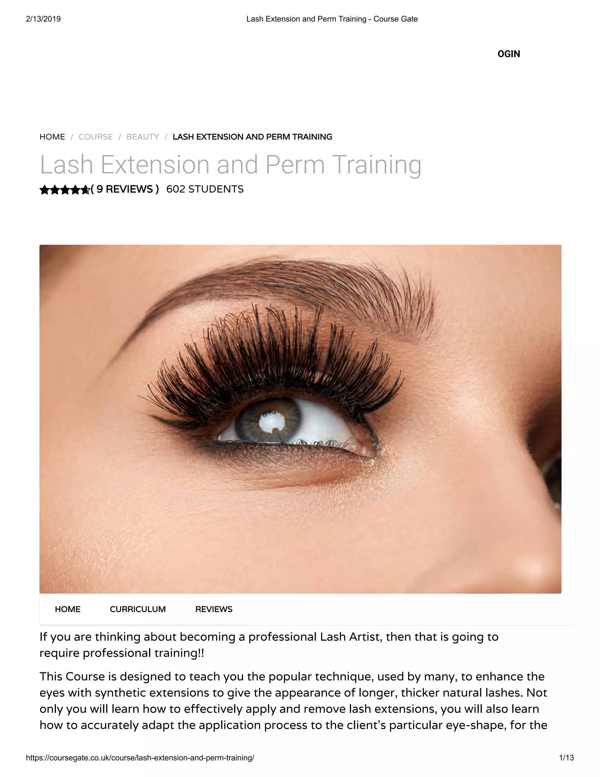 Lash Extension and Perm Training - Course Gate | PDF