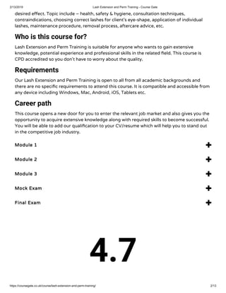 Lash Extension and Perm Training - Course Gate | PDF