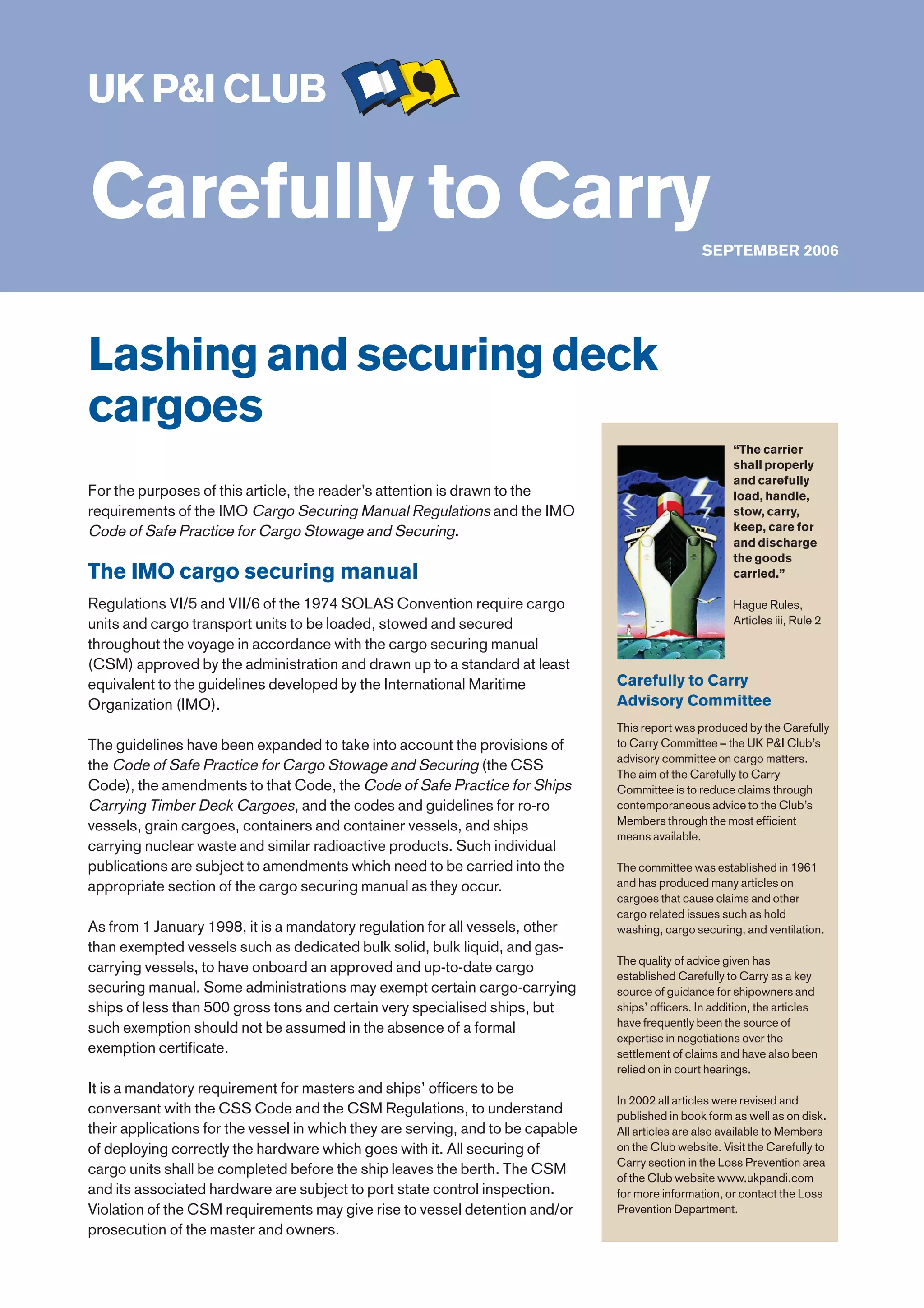 Lashing and securing deck cargoes | PDF
