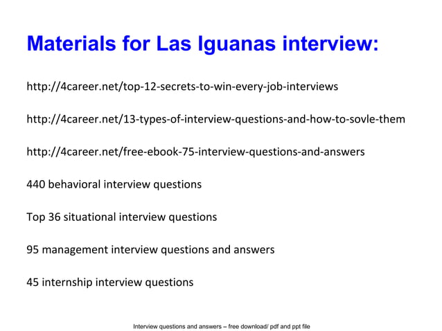 Las iguanas interview questions and answers | PPT