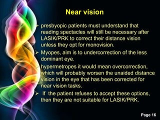 Preoperative evaluation for LASIK & PRK | PPTX