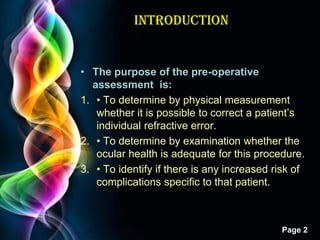 Preoperative evaluation for LASIK & PRK | PPTX