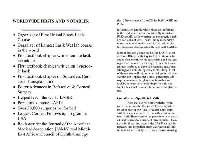 Lasik brochure by Dr. Michael Duplessie | PPT
