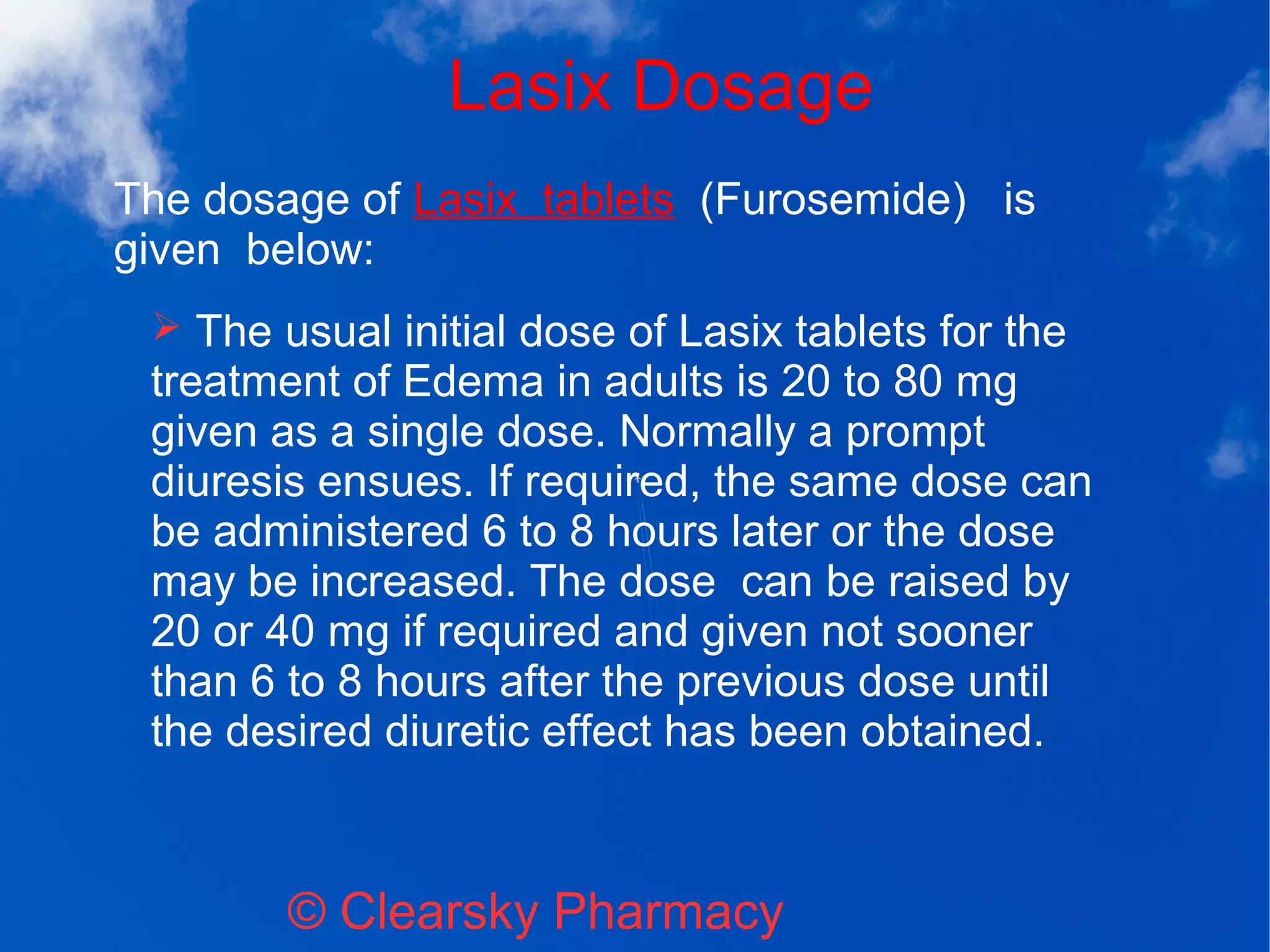 Lasix (Furosemide Tablets) | ODP
