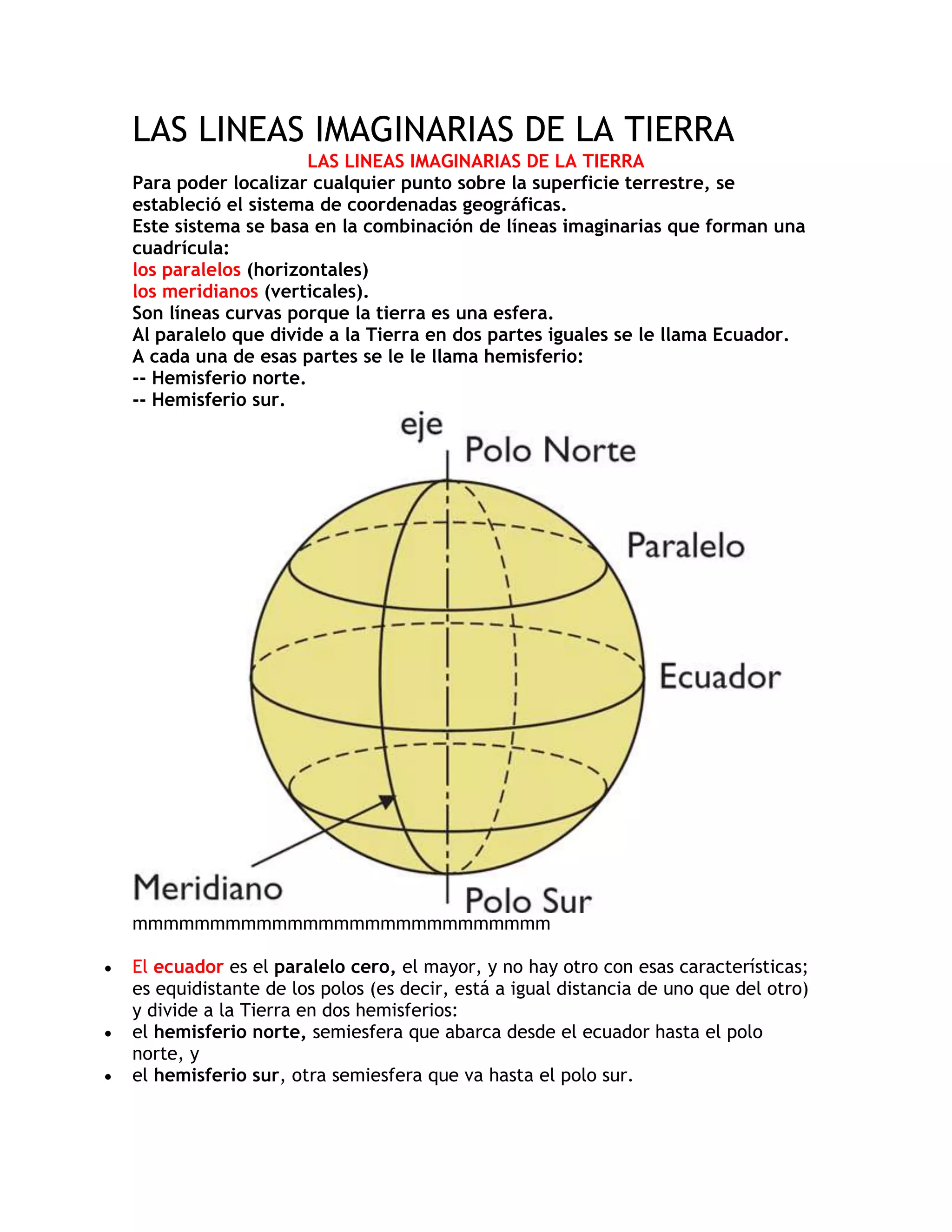 Las lineas imaginarias de la tierra | DOCX