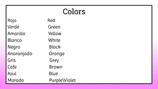 Las mascotas! Pets! and Colors Spanish | PDF