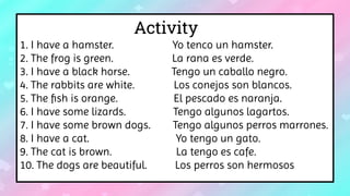 Las mascotas! Pets! and Colors Spanish | PDF