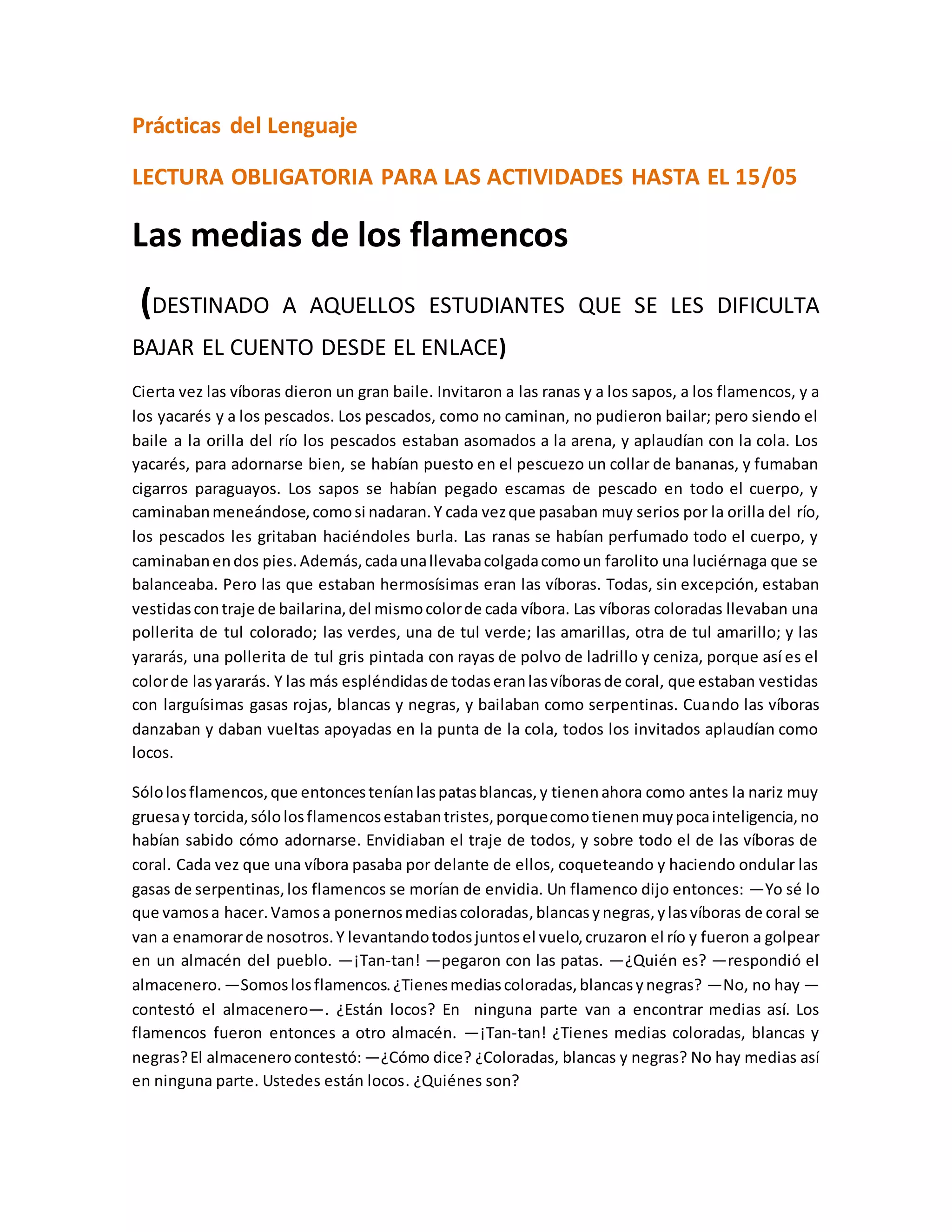 Las medias de los flamencos | PDF