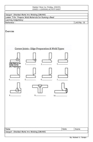 Las no 13 prepare weld material prepare edge & surface | DOCX