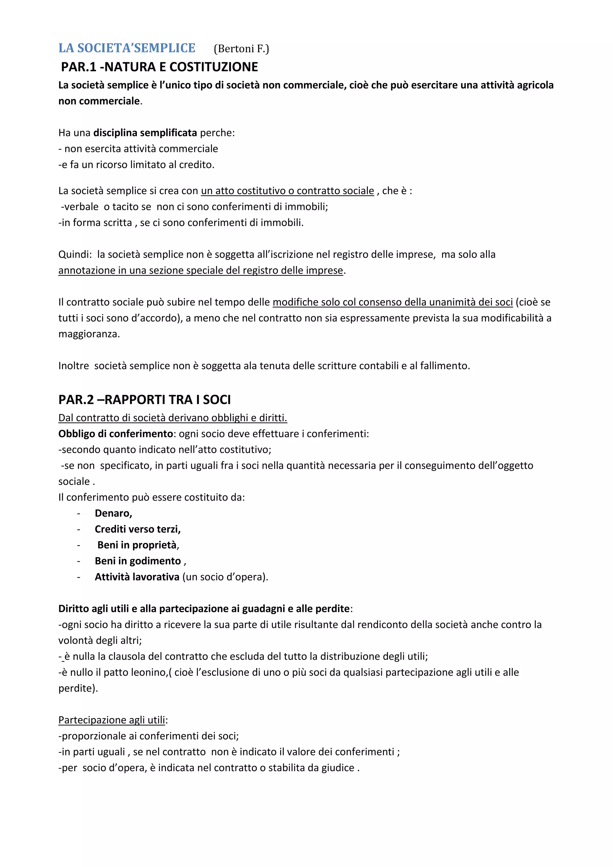 La societa semplice (schema) | DOCX