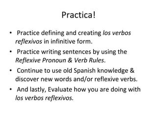 Las oraciones con los verbos reflexivos copy | PPT