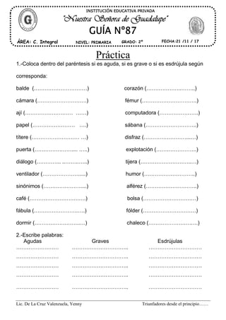 Las palabras agudas, graves.... | PDF