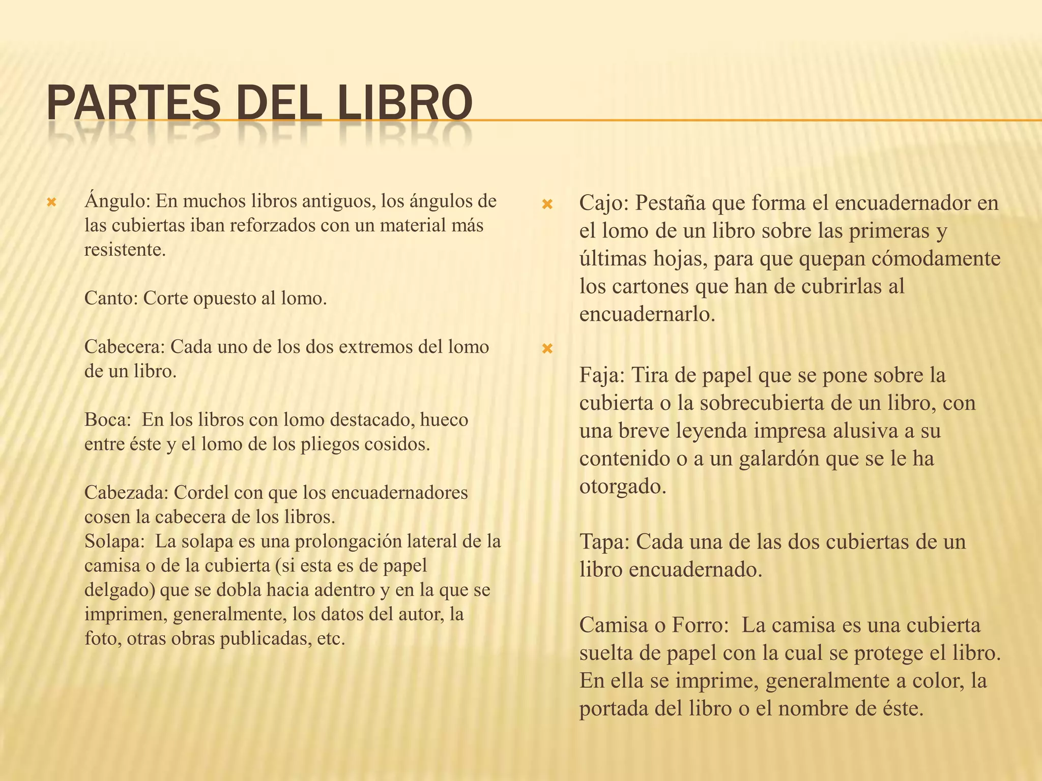 Las partes del libro | PPTX | Art and Photography | Books and Literature