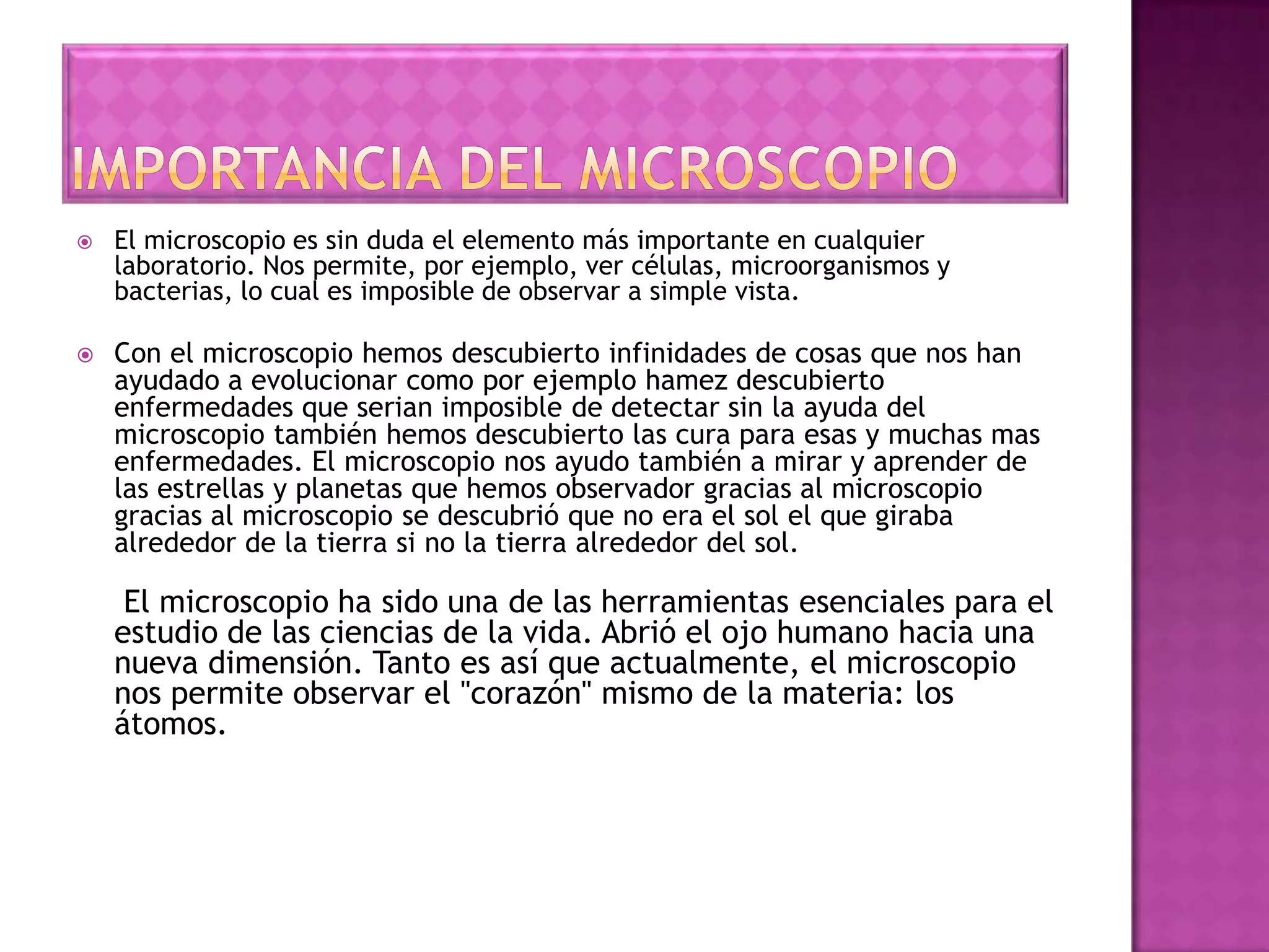 LAS PARTES DEL MICROSCOPIO | PPTX