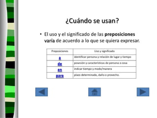 Las preposiciones | PPT