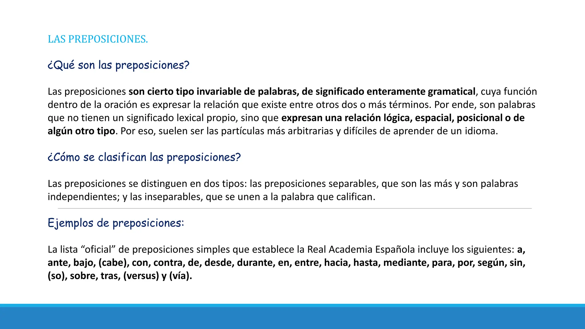 Las preposiciones, una presentación de power ponit para exponer | PPTX