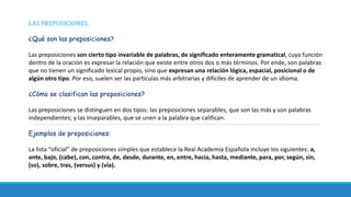 Las preposiciones, una presentación de power ponit para exponer | PPTX