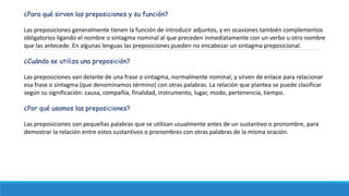 Las preposiciones, una presentación de power ponit para exponer | PPTX