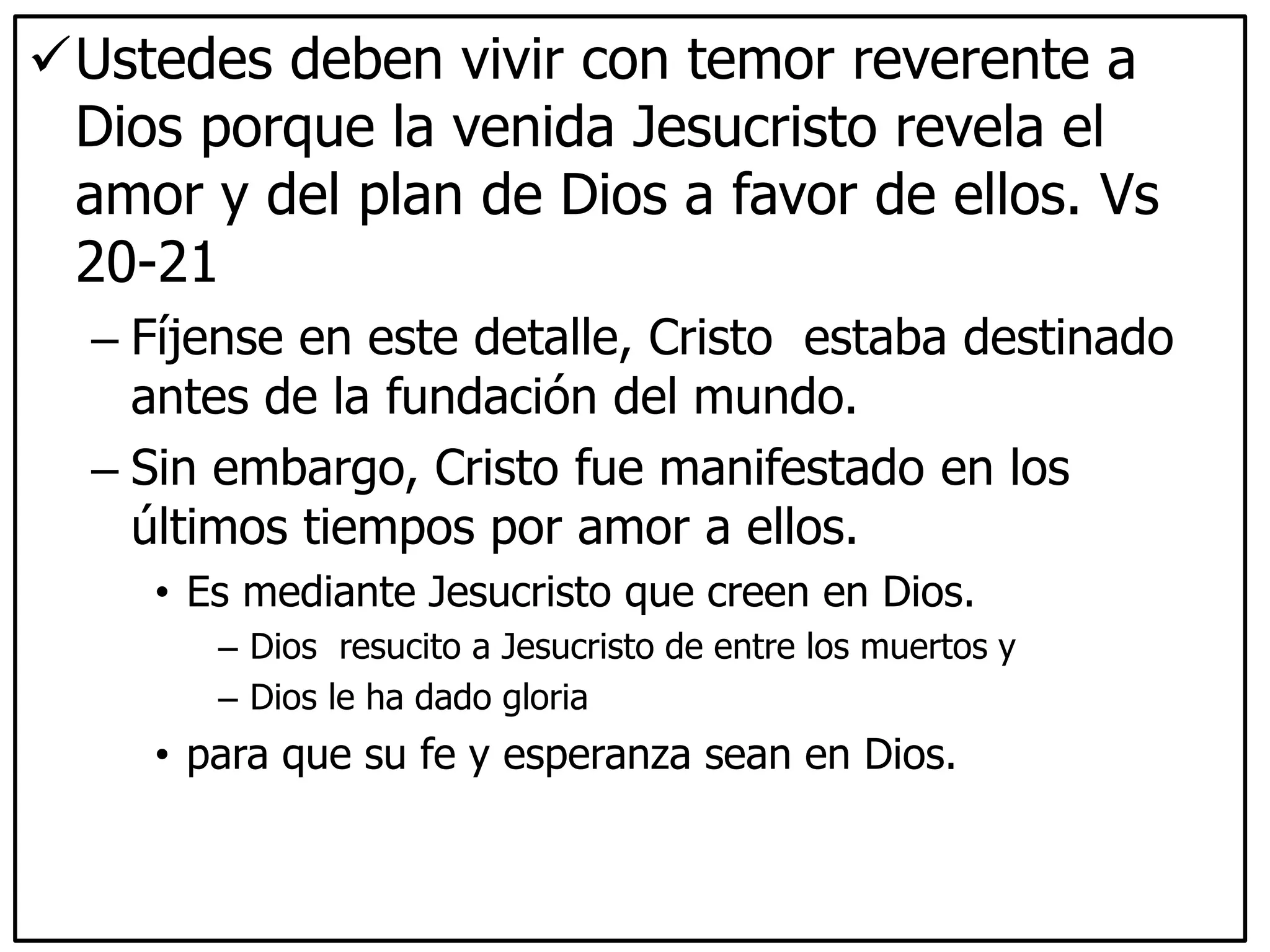 Razones para vivir en temor reverente a Dios, 1 pedro 1 17-21 | PPTX