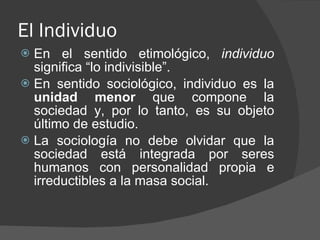 Las relaciones individuo sociedad | PPT
