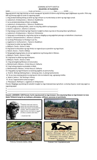 LAS RELIHIYON AT PILOSOPIYA.docx