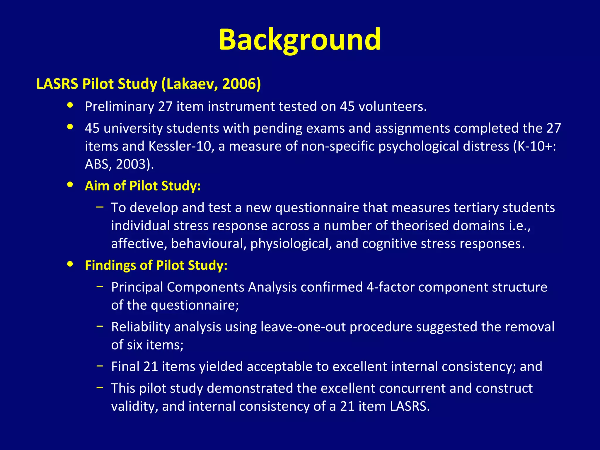 A Scale for Assessing Academic Stress - Lakaev Academic Stress Response ...